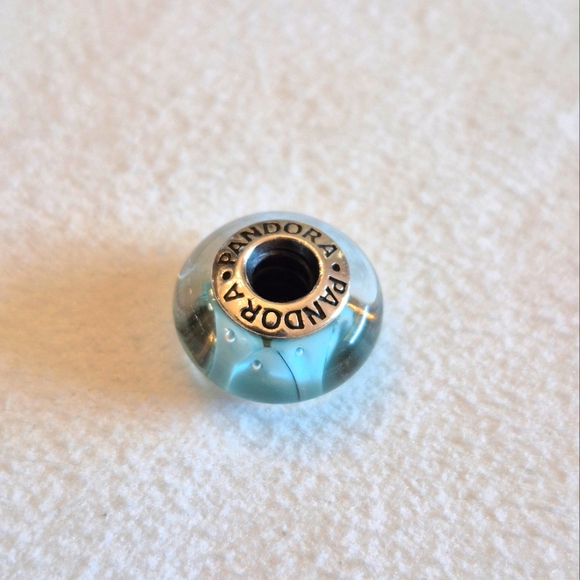 Pandora | Jewelry | Pandora Blue Murano Glass Charm 925 Ale | Poshmark